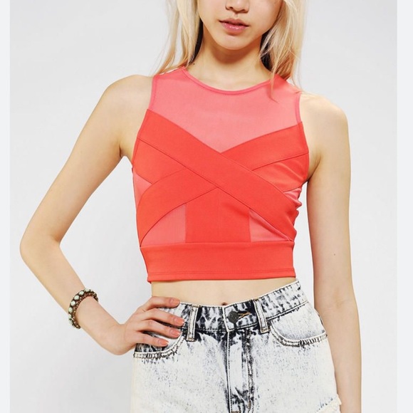 Urban Outfitters | Tops | Uo Sparkle Fade Sheer Illusion Crop Top ...